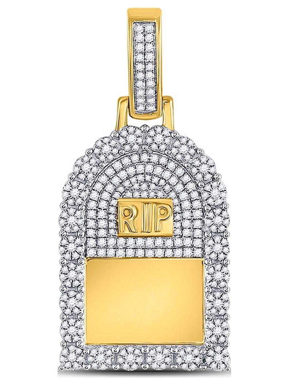 FB Jewels 10kt Yellow Gold Mens Round Diamond Headstone RIP Charm ...