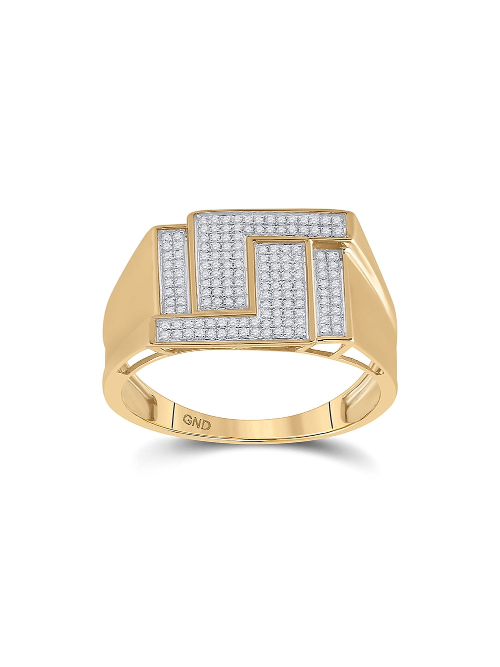 FB Jewels 10kt Yellow Gold Mens Round Pave-set Diamond Angle Rectangle ...