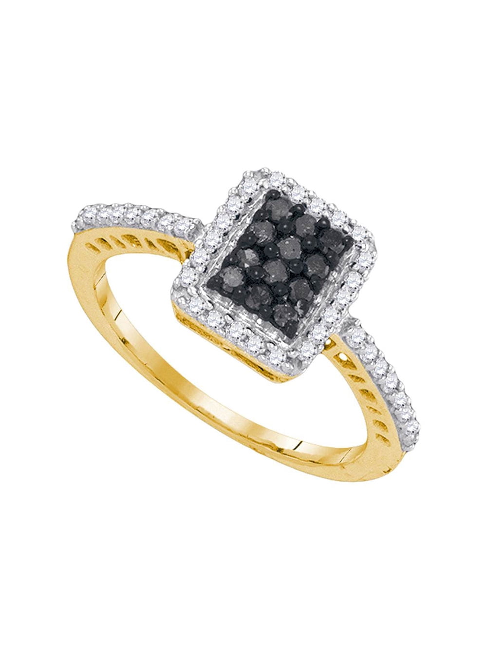 FB Jewels 10kt Yellow Gold Womens Round Black Color Enhanced Diamond ...
