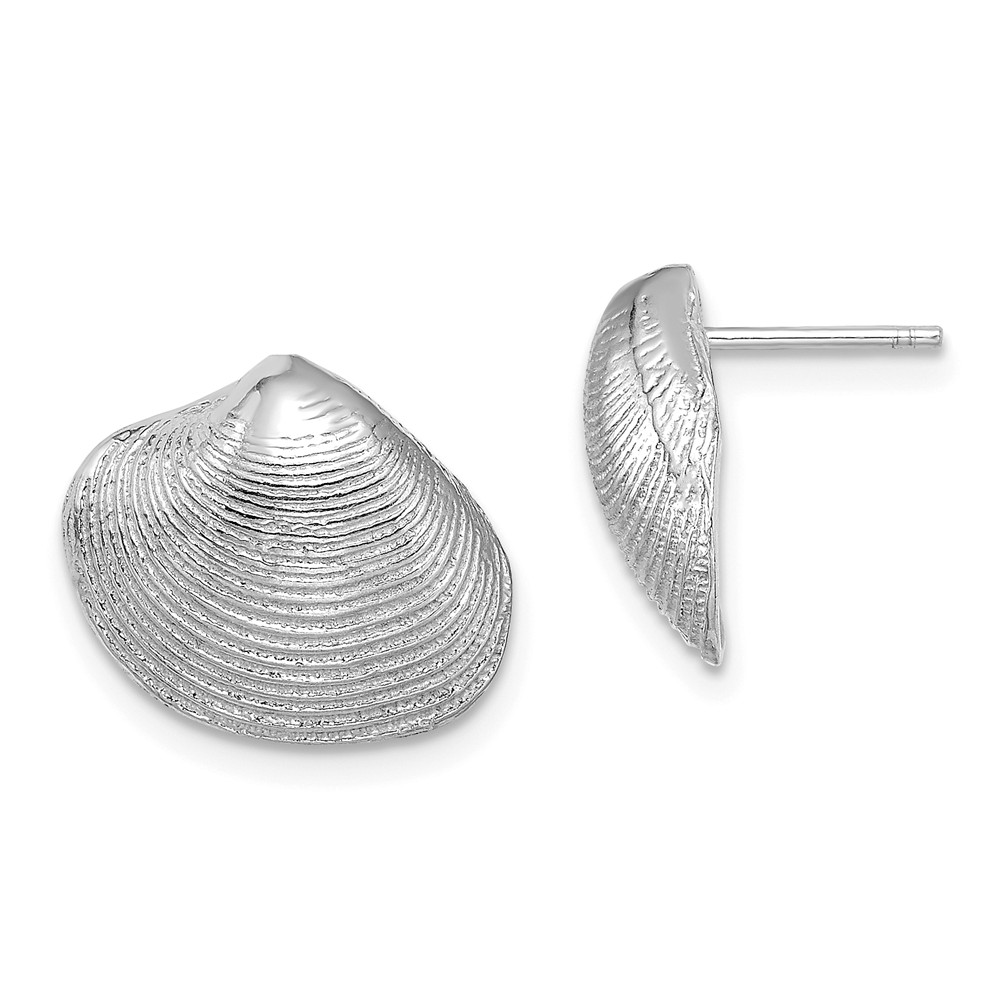 FB Jewels 14K White Gold Clam Shell Post Earrings - Walmart.com