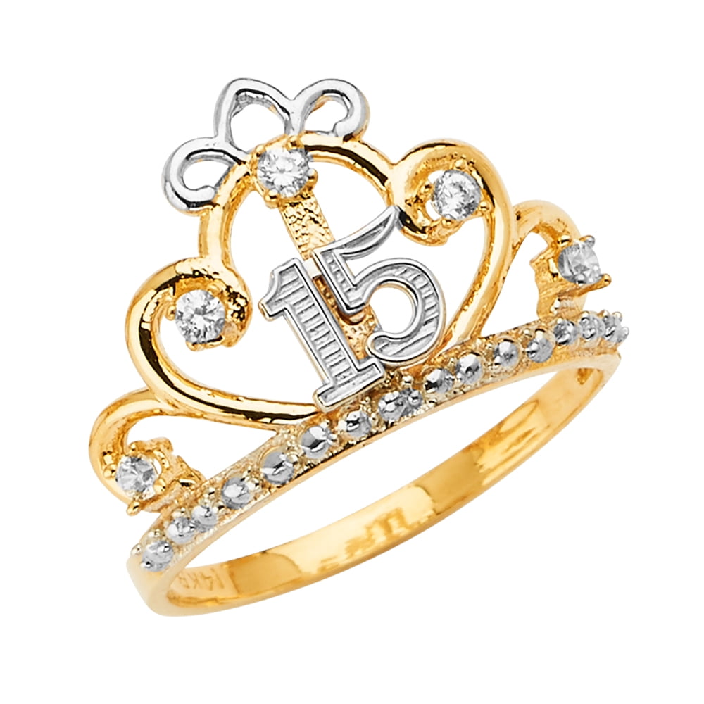 FB Jewels 14K White Yellow and Rose Three Color Gold Fifteen 15 Year ...