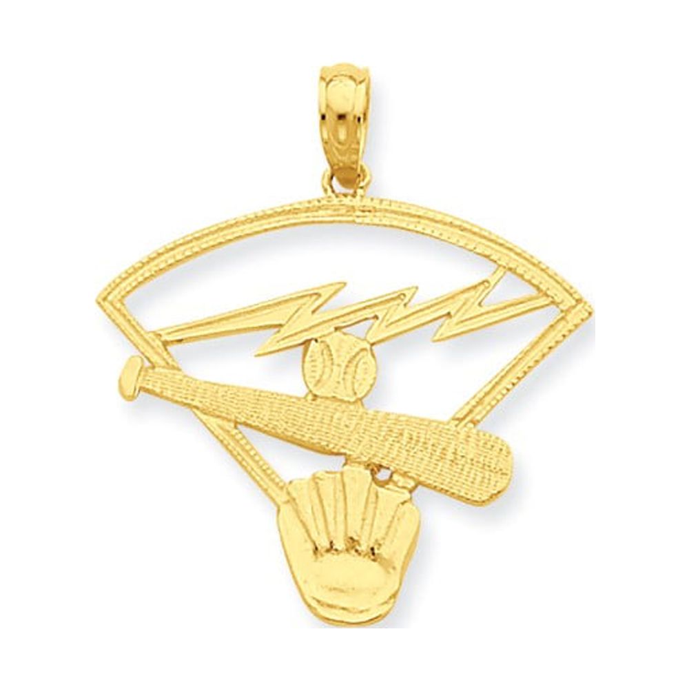 FB Jewels 14K Yellow Gold Baseball Diamond Shape Pendant - Walmart.com