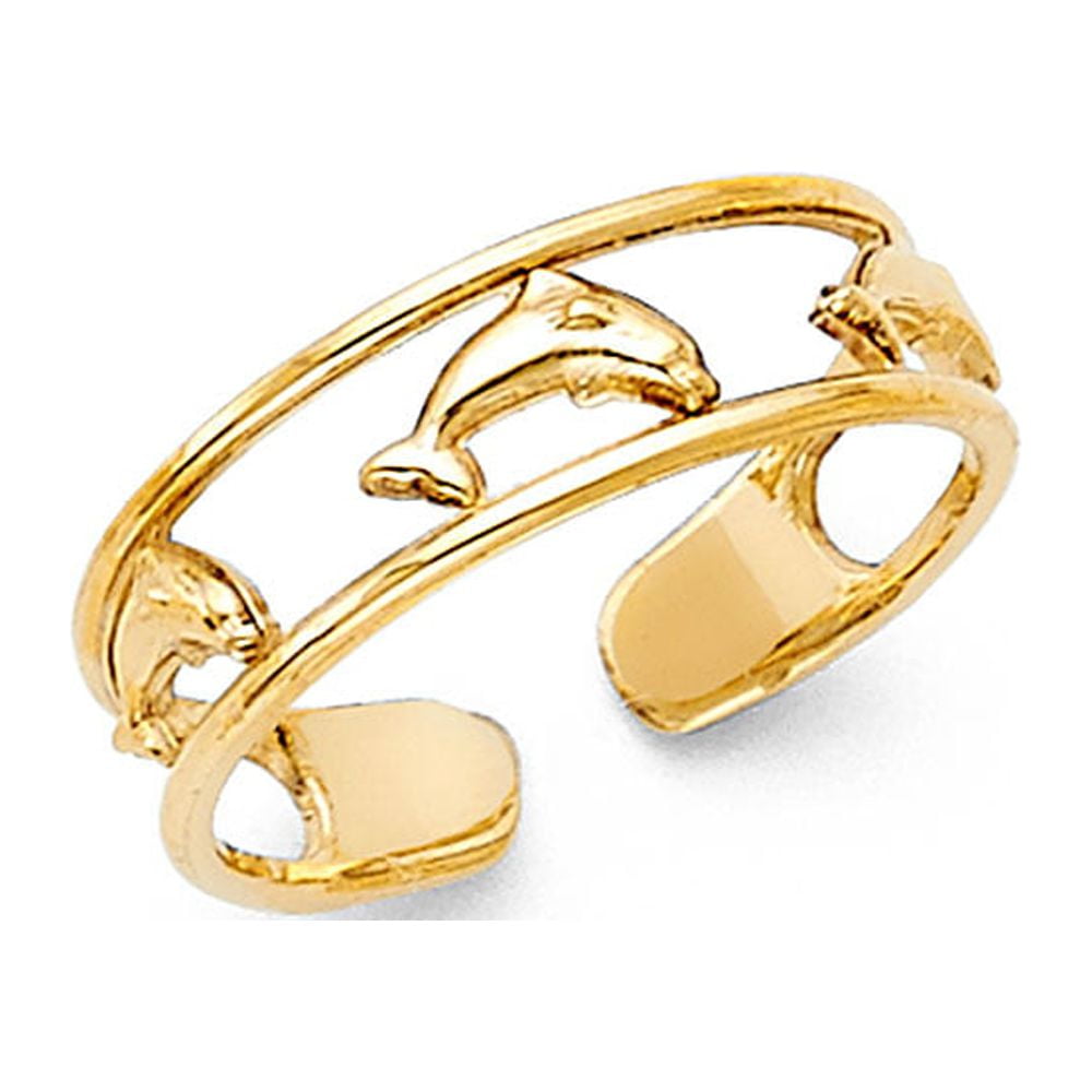 FB Jewels 14K Yellow Gold Dolphin Toe Ring Size 9 - Walmart.com