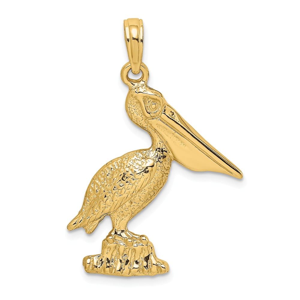 FB Jewels 14K Yellow Gold Pelican Standing 2D Pendant - Walmart.com