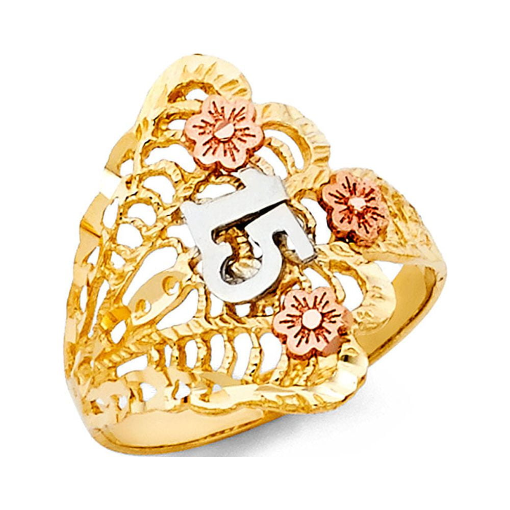 FB Jewels 14K Yellow White and Rose Three Color Gold Fifteen 15 Years ...