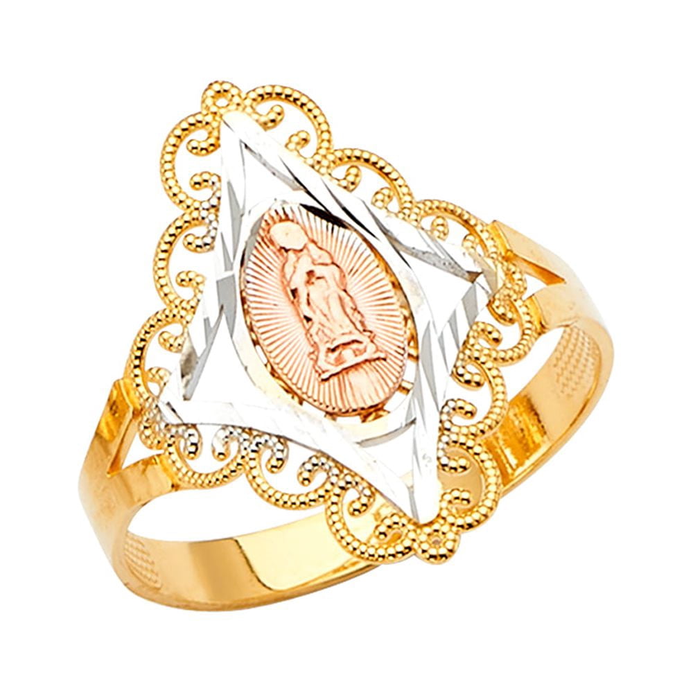 FB Jewels 14K Yellow White and Rose Three Color Gold Our Lady of ...