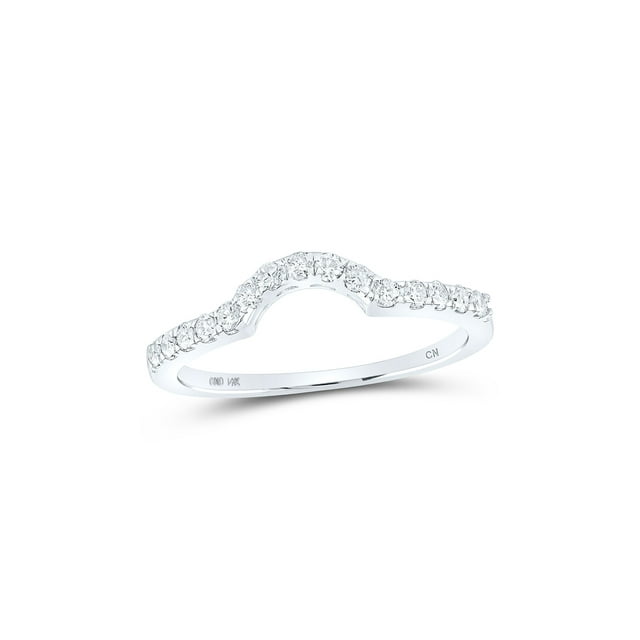 Fb Jewels 14kt White Gold Womens Round Diamond Curved Wedding Band Ring