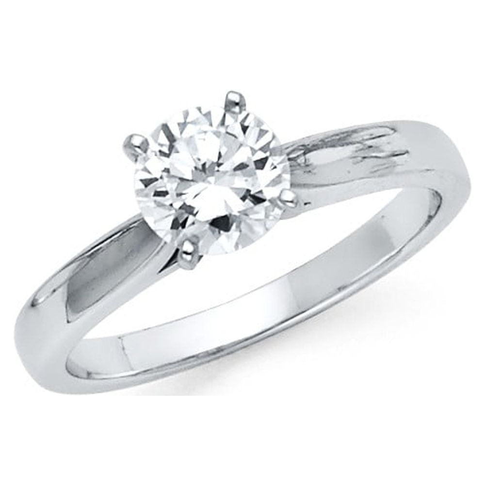 FB Jewels 925 Sterling Silver Cathedral Set Round Solitaire CZ Cubic ...