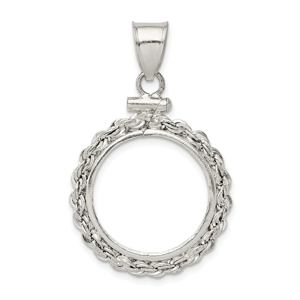 FB Jewels Sterling Silver 18 x 1.2mm $0.10 Rope Coin Bezel Pendant ...