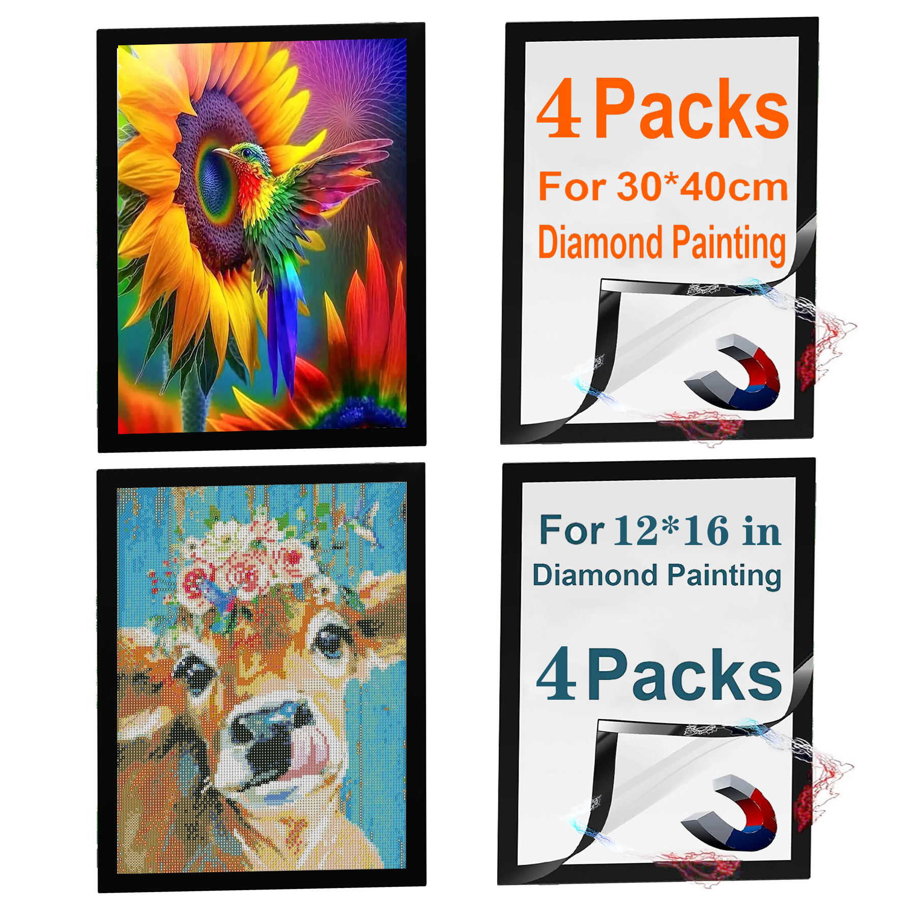 FBASport 4 Pcs Flexible PVC Frames for Diamond Art, for 30*40 cm ...
