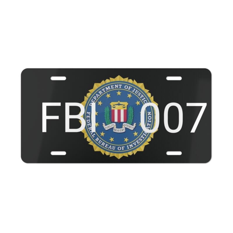 FBI - 007 Vanity License Plate - Aluminum ( 12 inch x 6 inch ...