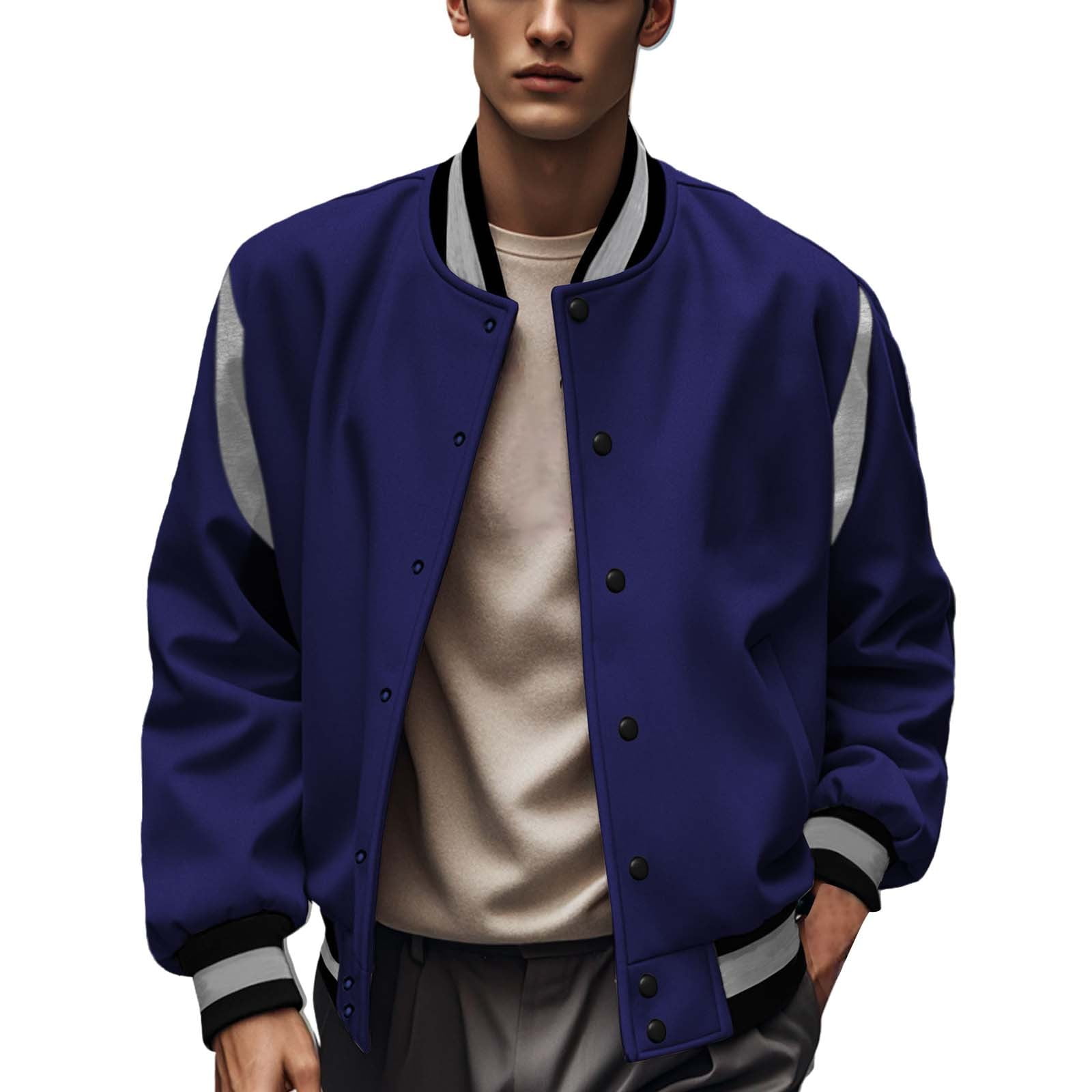 FBMDBB Men Autumn And Winter Casual Solid Simple Sports Pocket Button ...