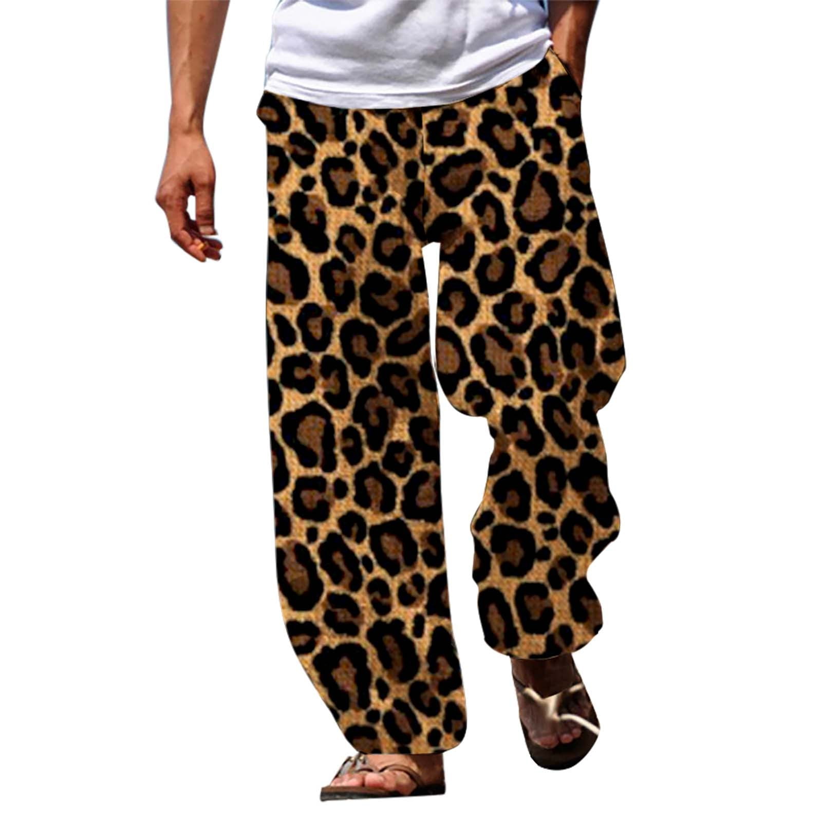 FBMDBB Men's Leopard Pants Autumn 3D Printed Pants Beach Pants ...