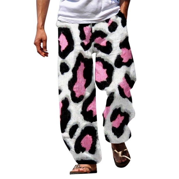 FBMDBB Men's Leopard Pants Autumn 3D Printed Pants Beach Pants ...