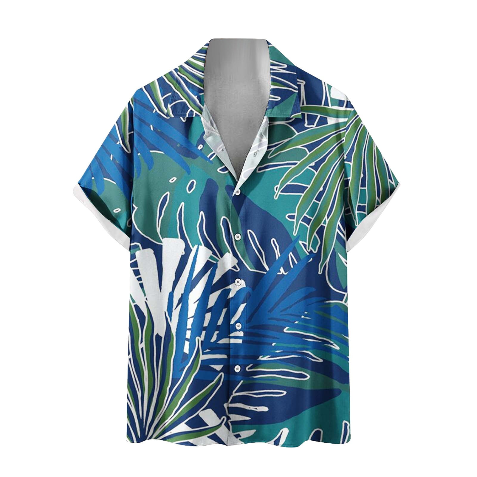 FBMDBB Mens Hawaii Tropical Shirt Short Sleeve Casual Button Down ...