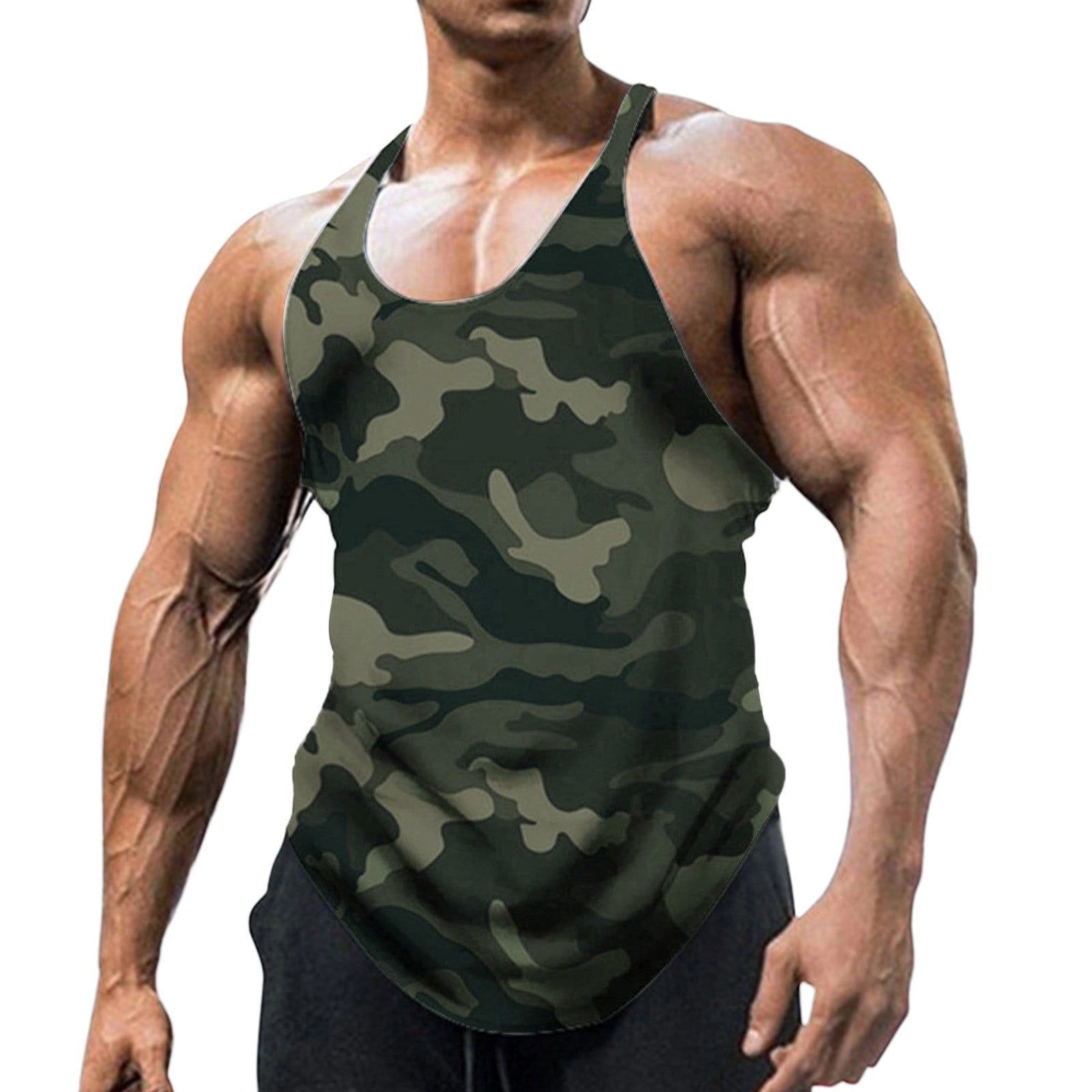FBMDBB Mens Uneck Sleeveless Camouflage Vest Outdoor Sports Muscle ...