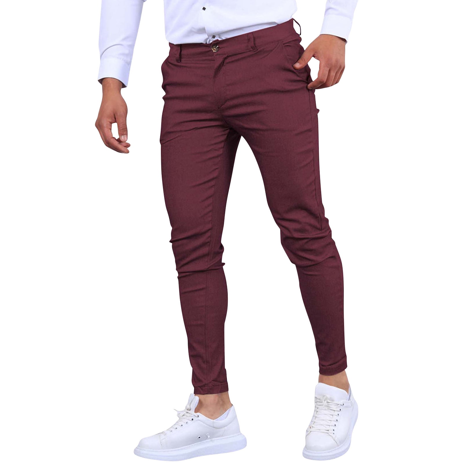 FBMDBB New Men's Four Seasons Solid Color Texture Casual formal Pants ...