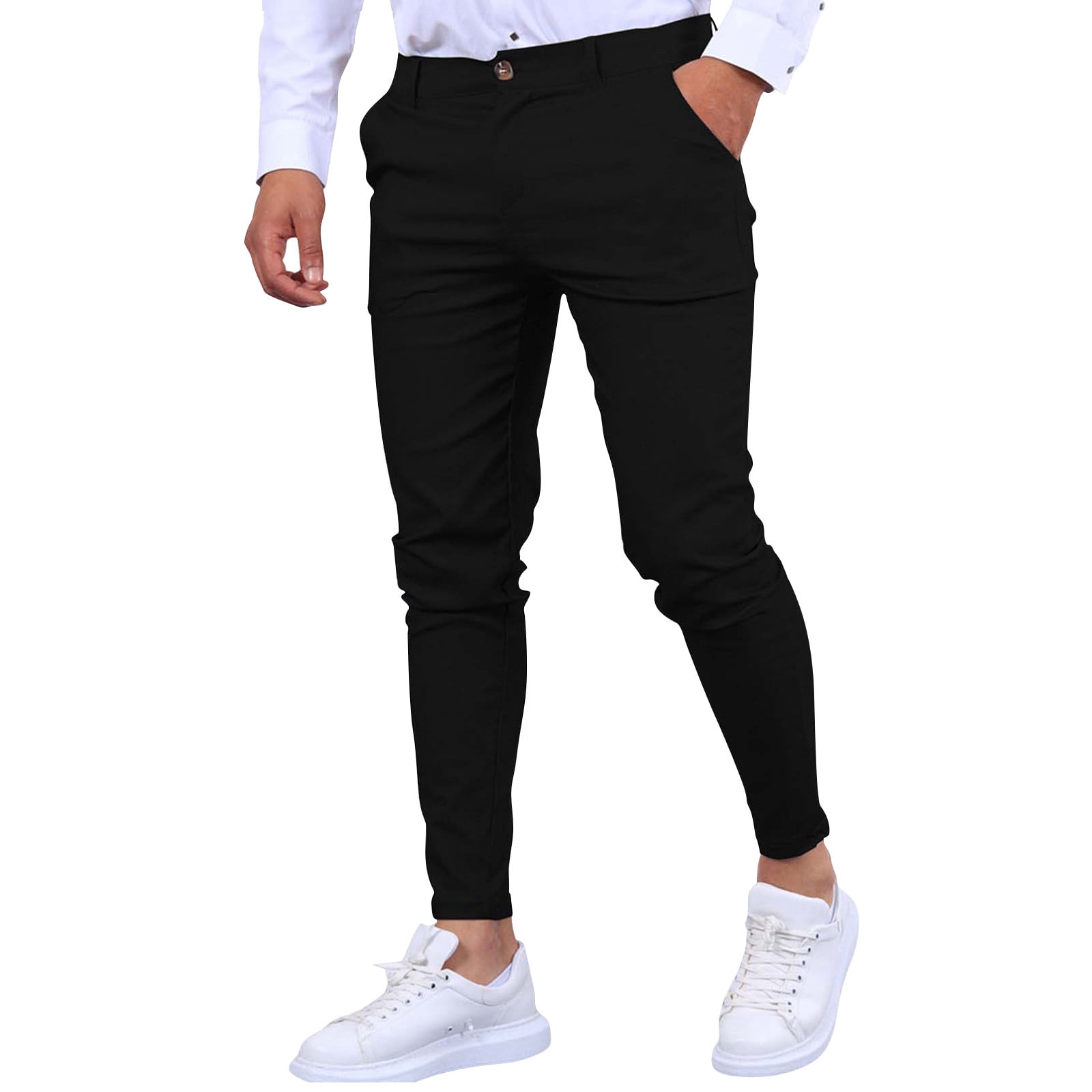 FBMDBB New Men's Four Seasons Solid Color Texture Casual formal Pants ...