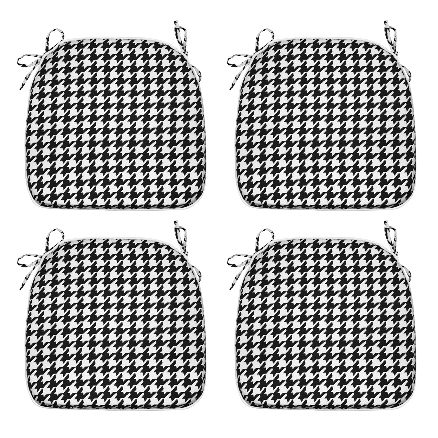 FBTS Prime 16x17 inch All-Weather Black Houndstooth Outdoor Seat Pads ...