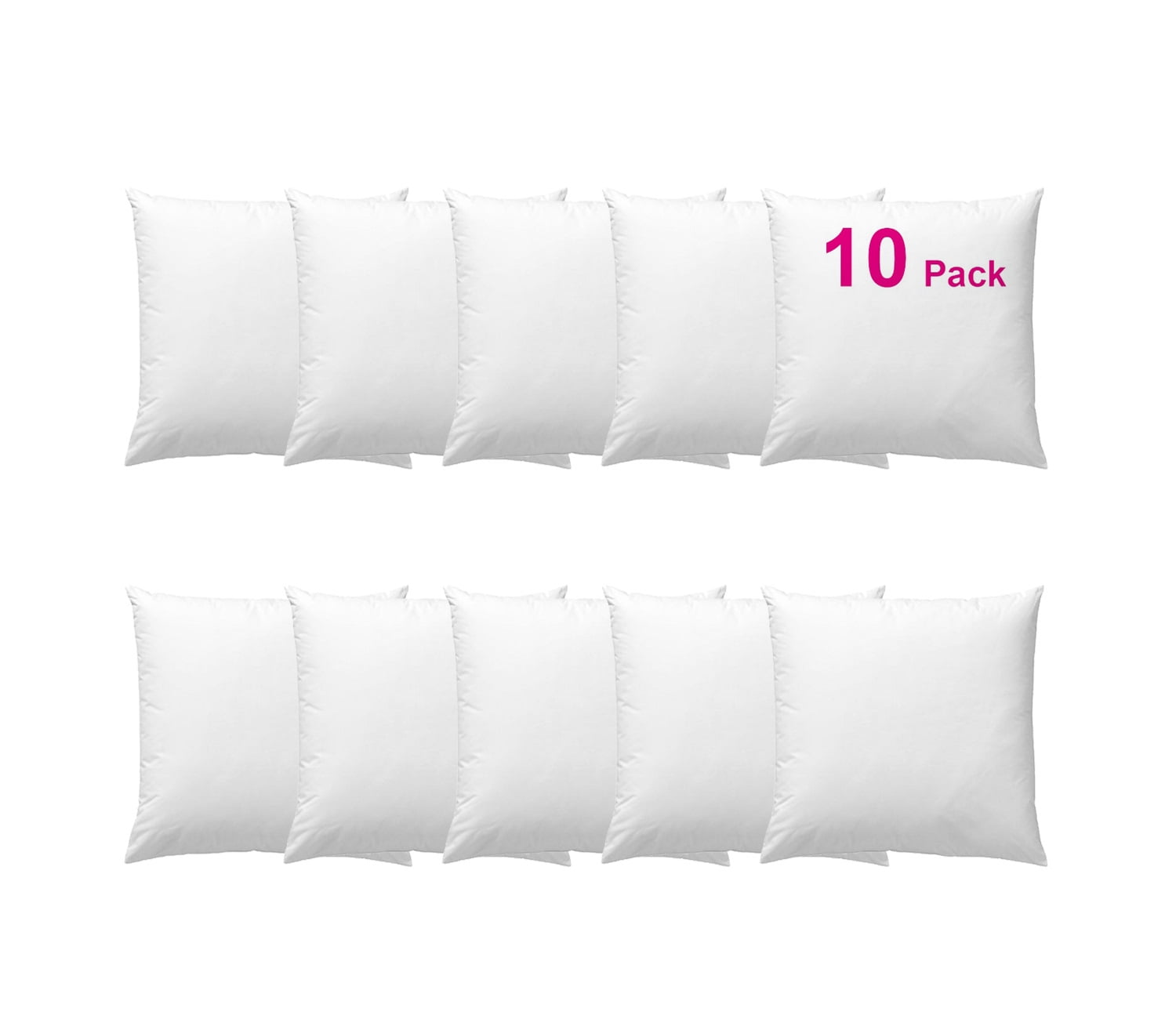FBTS Prime 18x18 inch Square White Solid Down Alternative Pillow Inserts, 10 Packs - Walmart.com