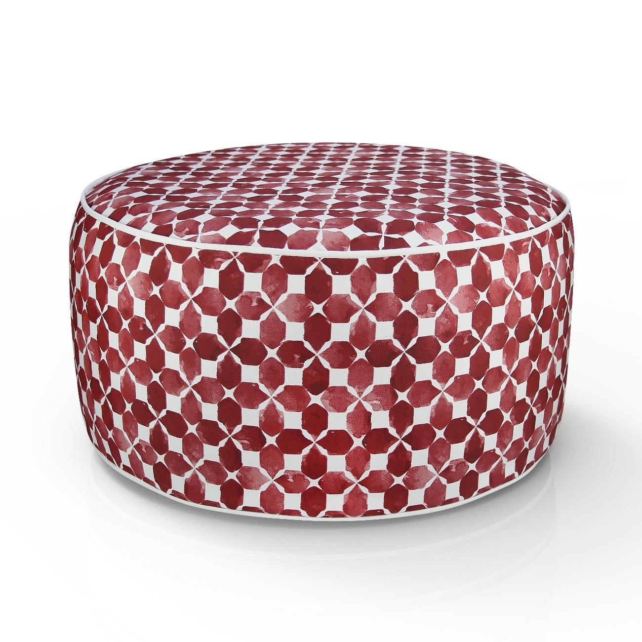 FBTS Prime 21x21x9 inch Round Red Geometric Fabric Indoor Outdoor ...