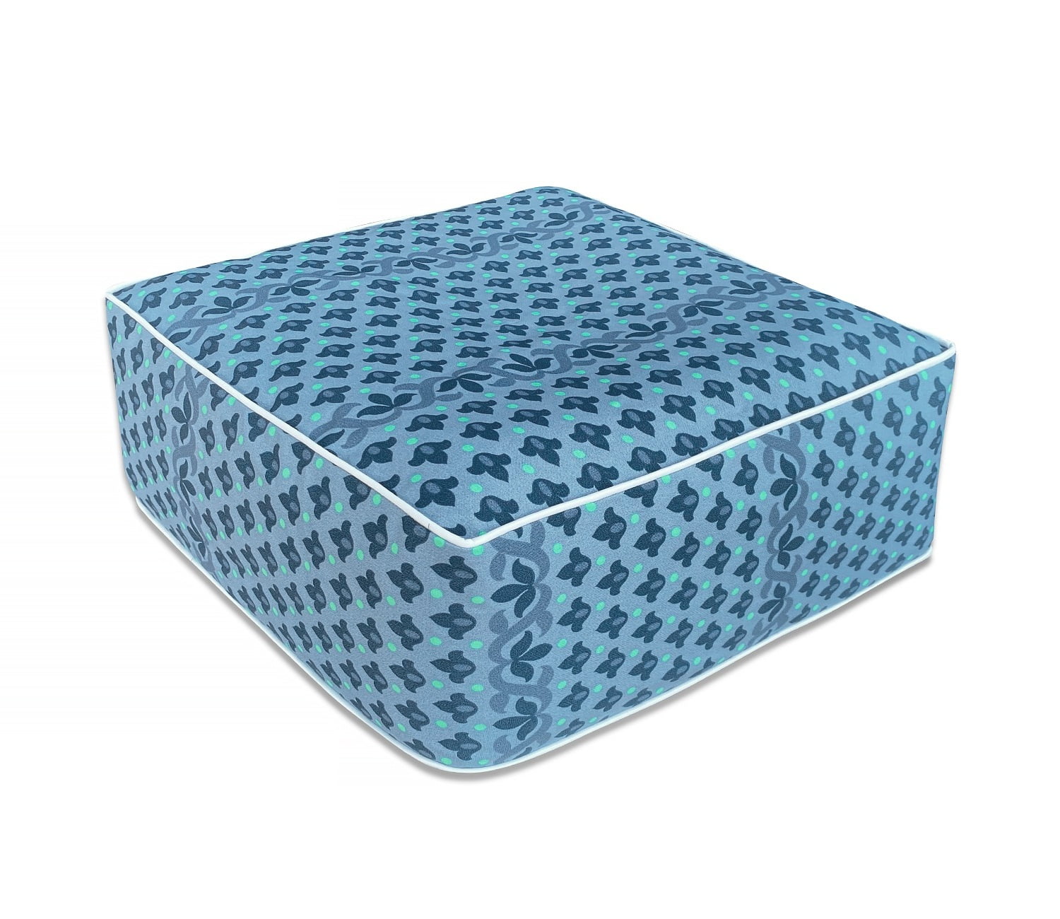 FBTS Prime Inflatable Footstool Ottoman Blue Geometry Square 23x9 Inch ...