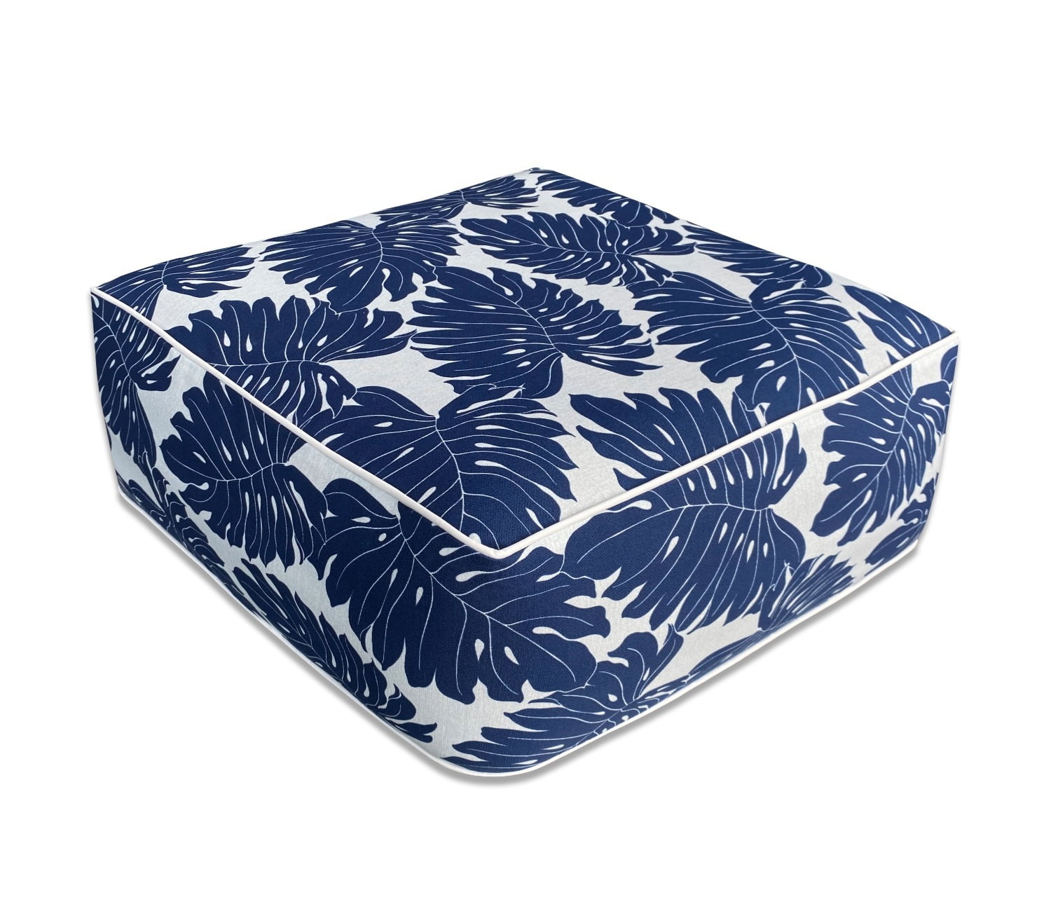 FBTS Prime Inflatable Footstool Ottoman Navy Leaves Square 23x9 Inch ...