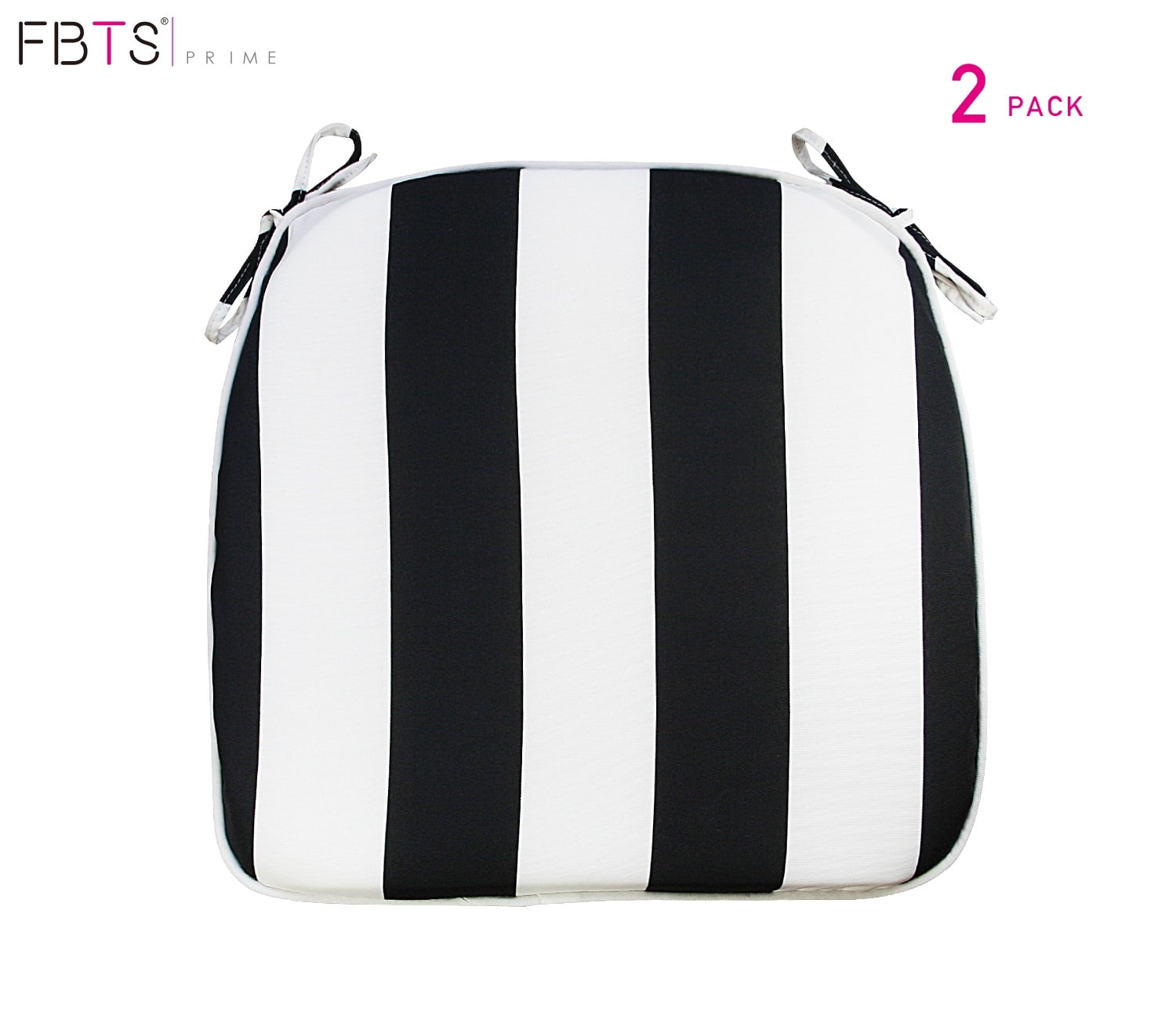 FBTS Prime Black Stripe Outdoor Seat Pads, Set of 2, 16x17 Inch U-Shape ...