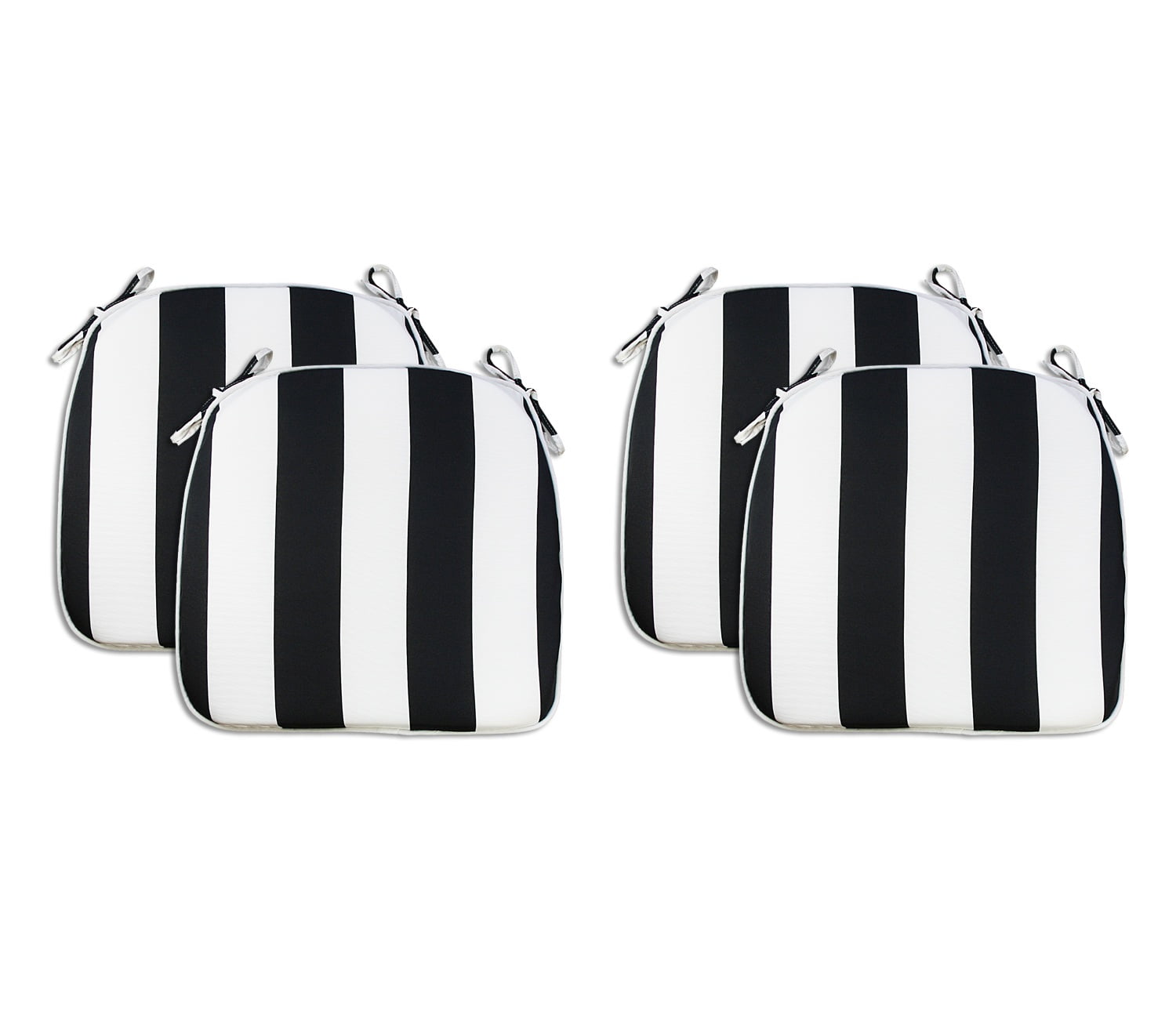 FBTS Prime Outdoor Seat Pads Black Stripe Set of 4 Patio Seat Cushions ...