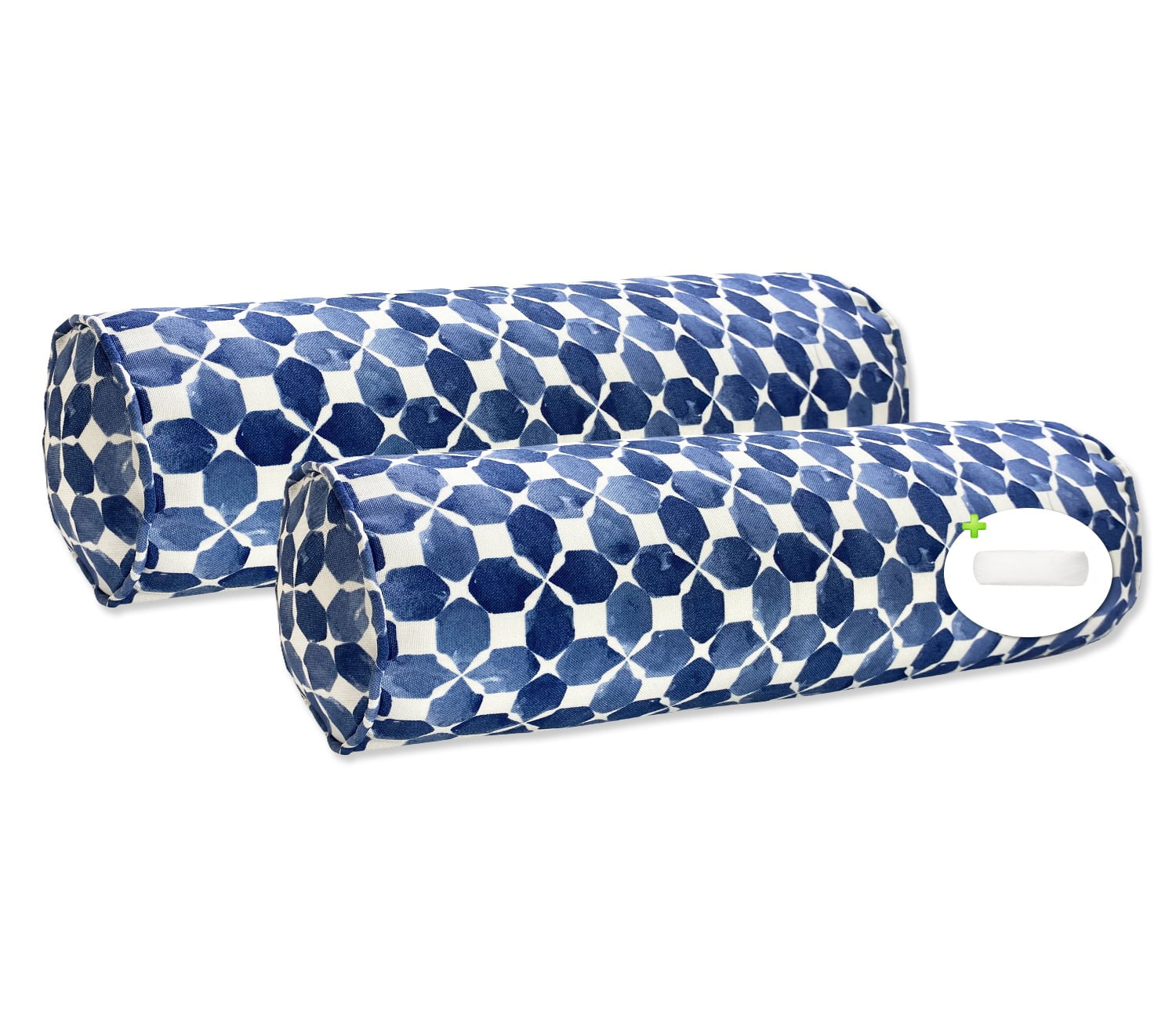 FBTS Prime Throw Bolster Pillows Set of 2 Navy Geometric Round 20x6 ...