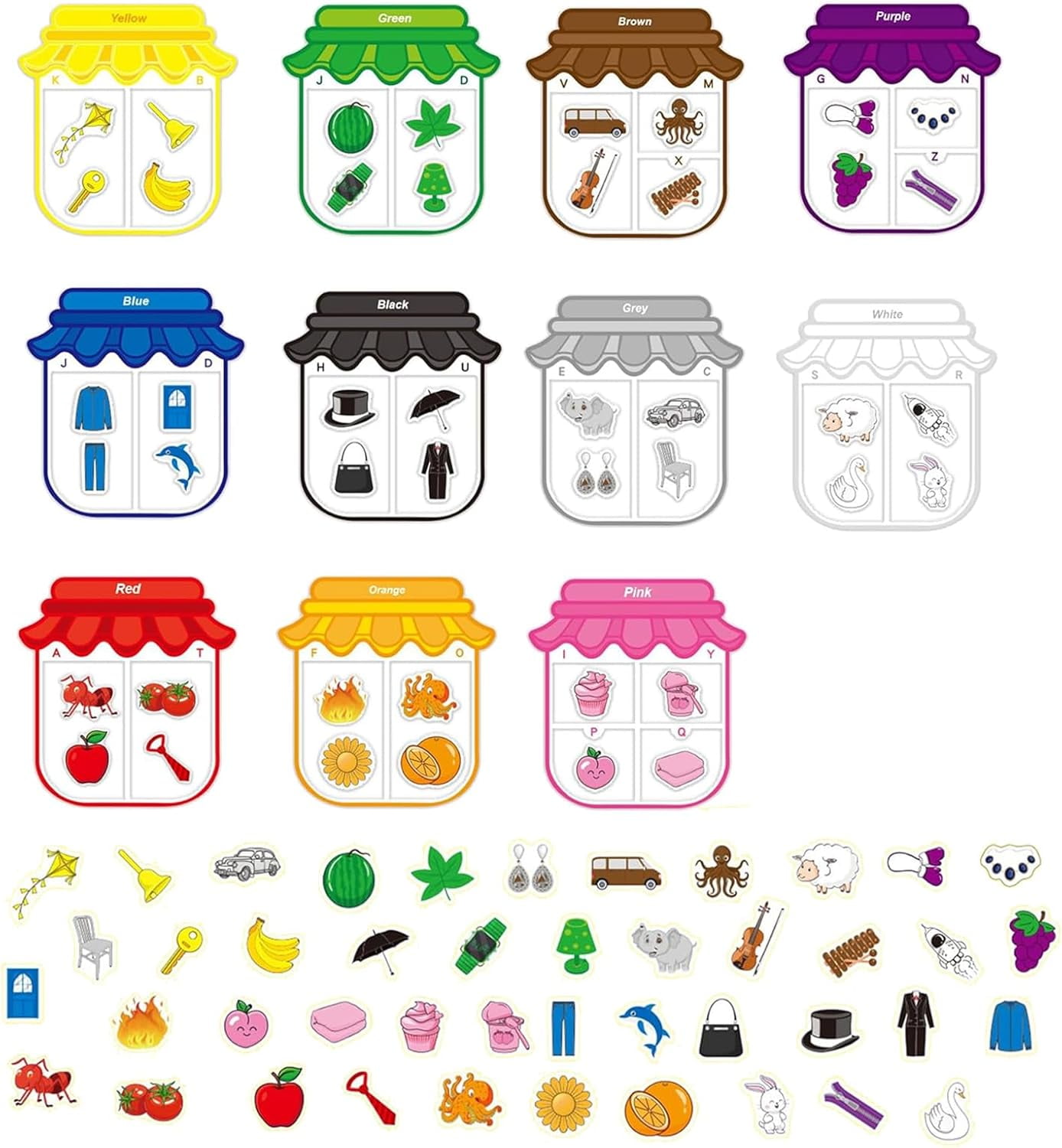 FC-11 Pieces Color Recognition Magnetic Sorting Set, Montessori ...