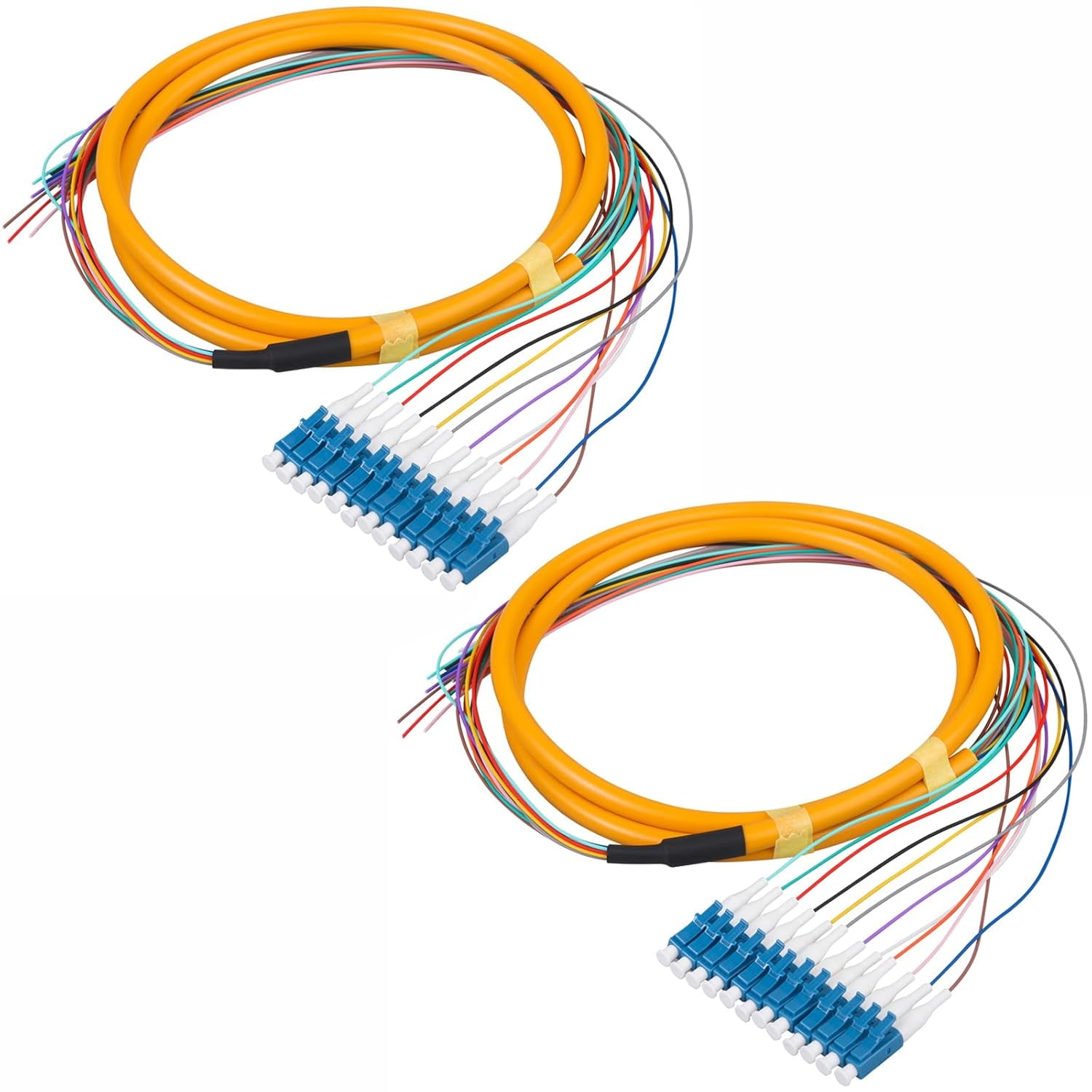 FC-2-Pack LC/UPC Fiber Optic Pigtail, 1.5m 12 Strand SingleMode 9/125 ...