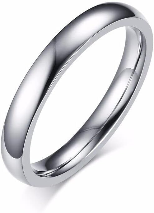 FC-3mm Mens Dome Wedding Ring In Stainless Steel Comfort Fit Engagement ...