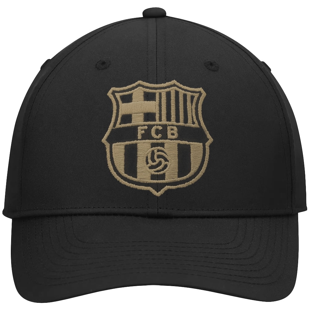 Icon Sports FC Barcelona Adjustable Soccer Cap, Black with Gold Logo ...
