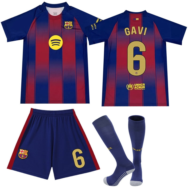 FC Barcelona 25/26 Home No.6 Gavi Football Kit Soccer Uniform Men Youth ...
