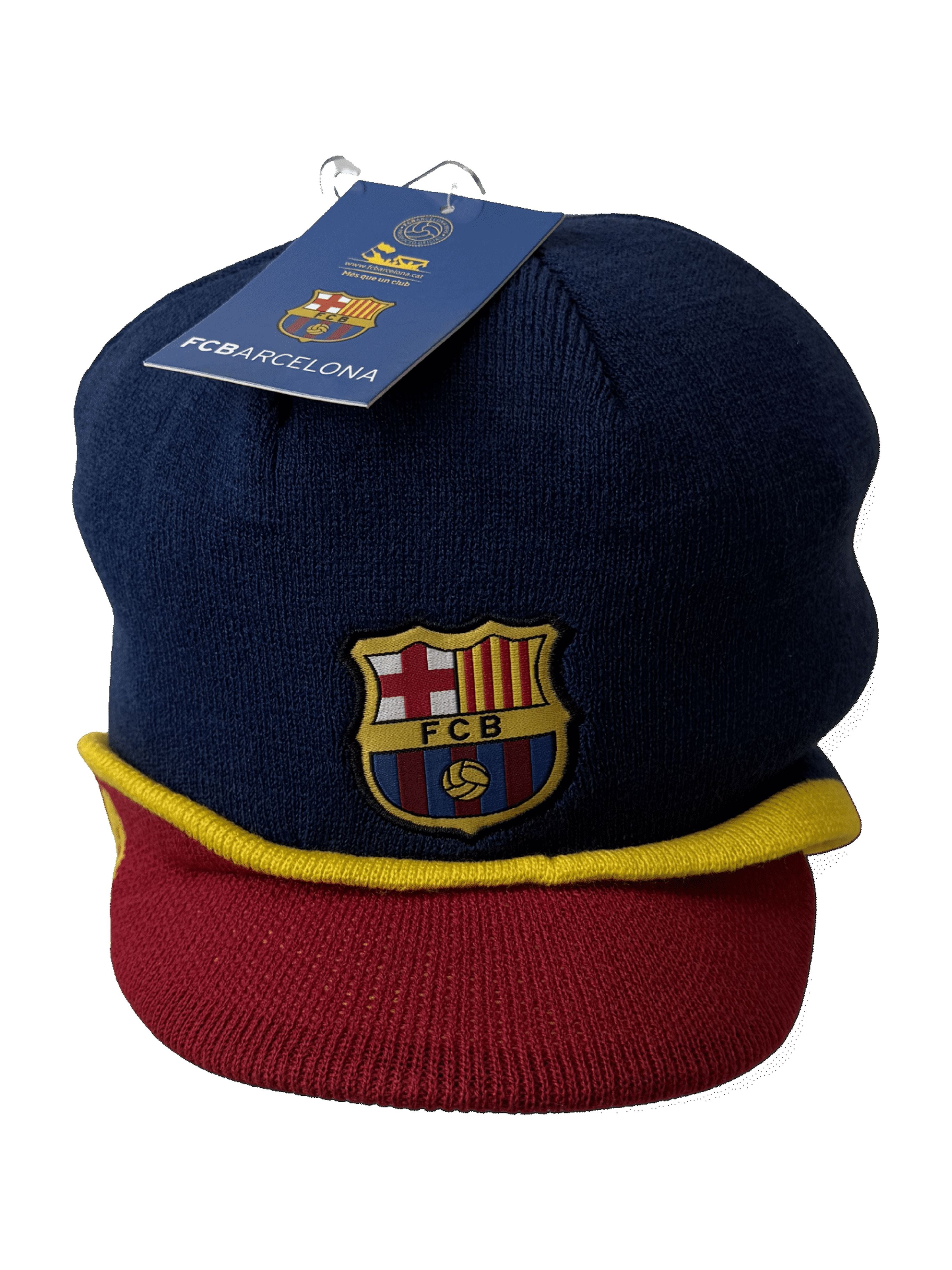 FC Barcelona Knit Visor Beanie - Navy/Red - Embroidered Crest & "FCB ...