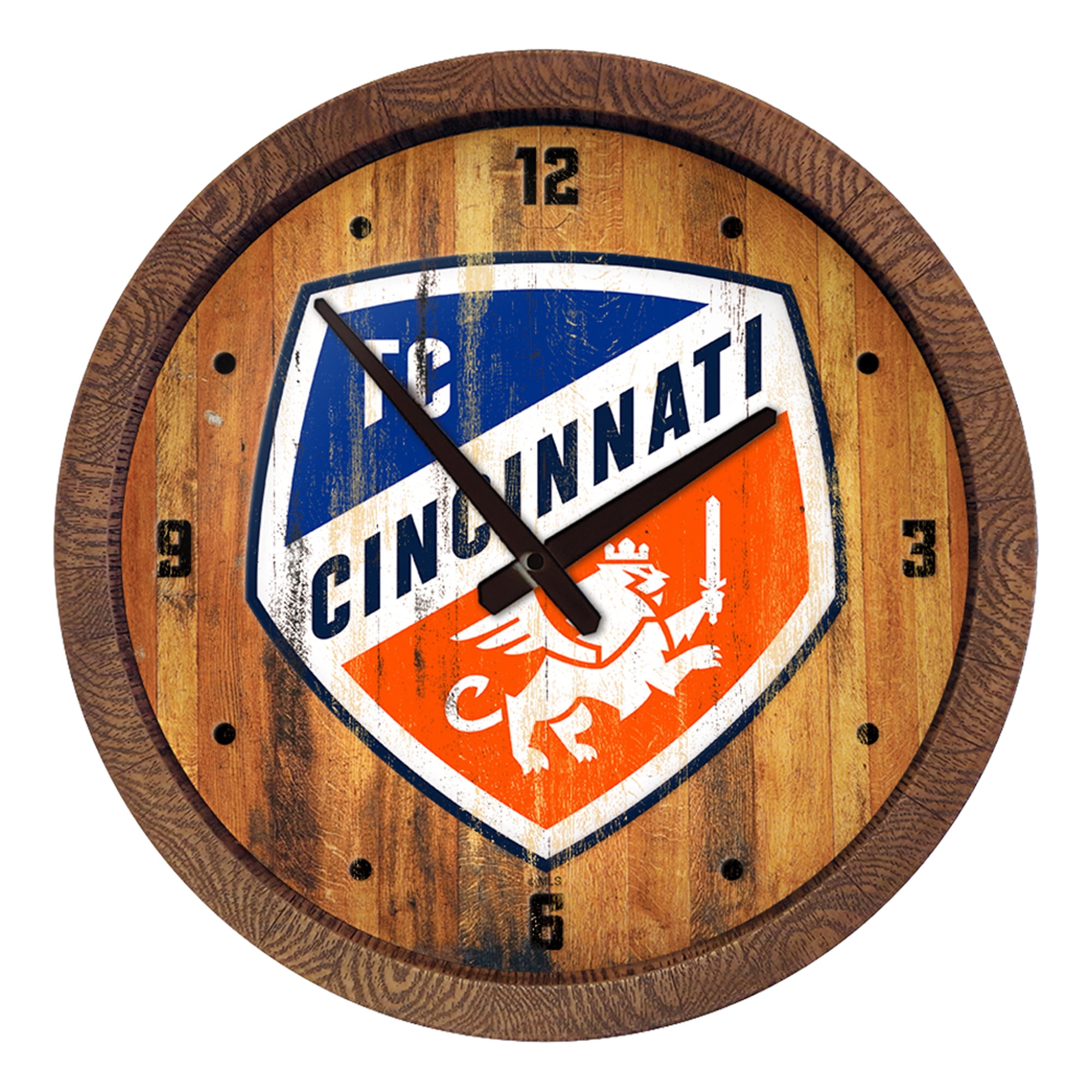 FC Cincinnati 20.25" Faux Distressed Barrel Top Clock - Walmart.com
