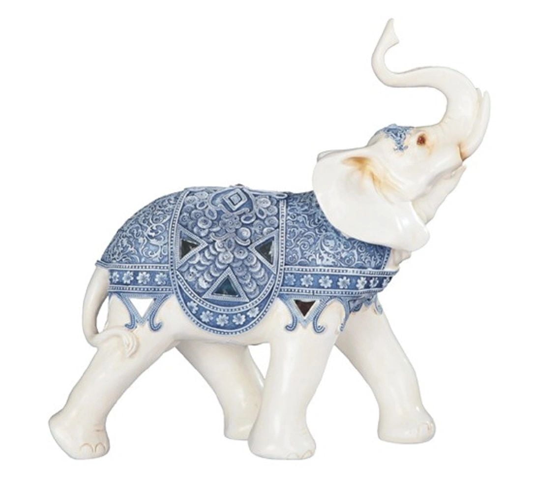 FC Design 12"H Blue and White Thai Elephant Statue Feng Shui Decoration ...