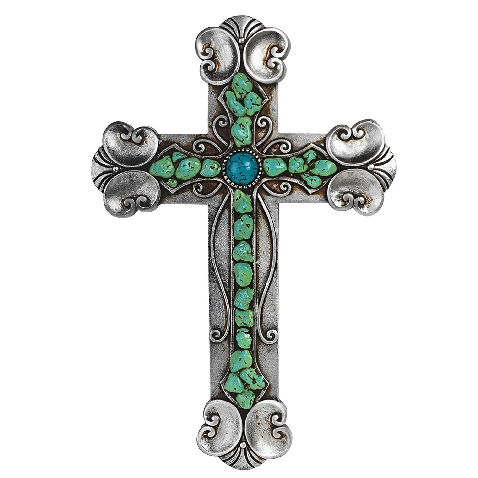 FC Design 13"H Wall Plaque Cross with Green Gem Wall Holy Statue ...