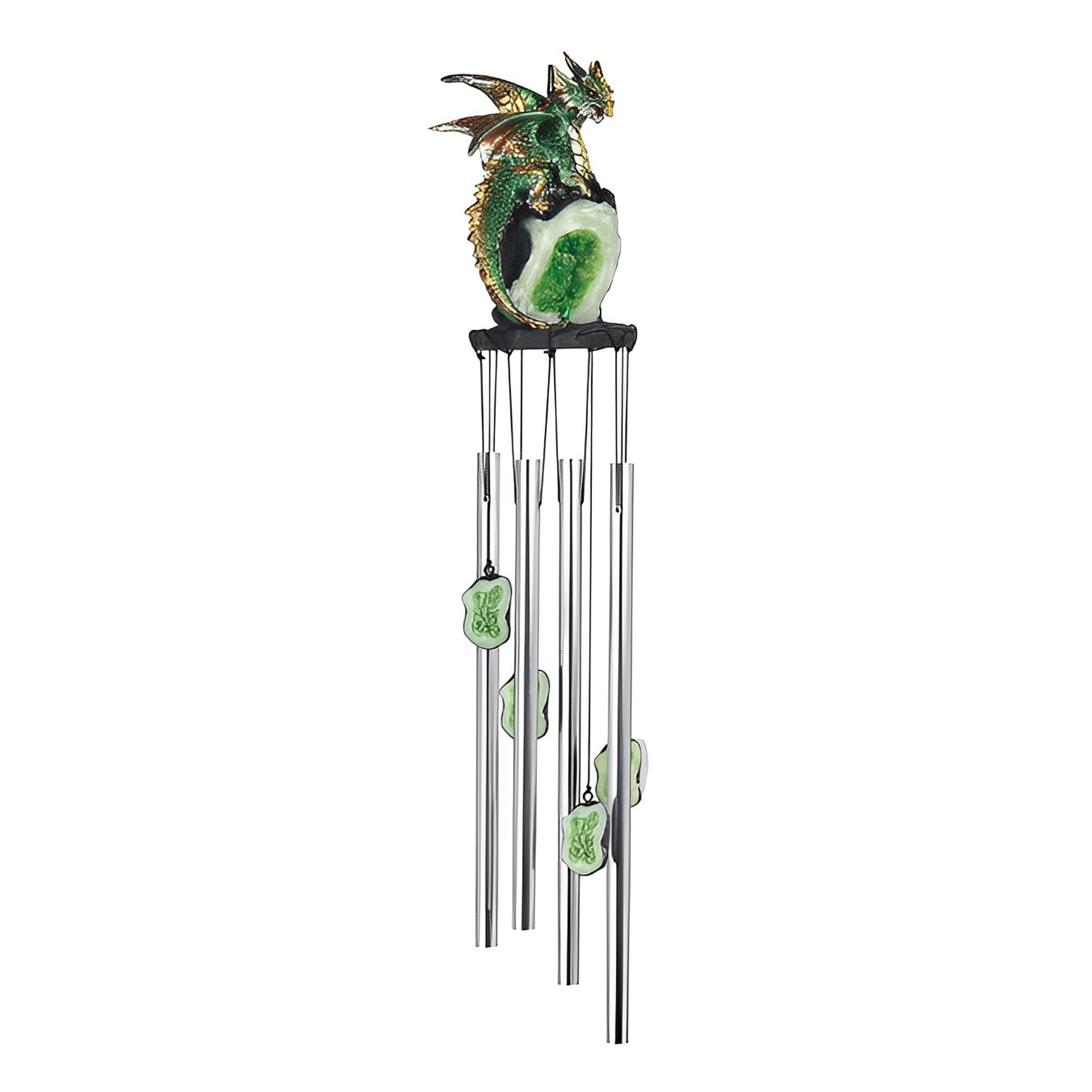 FC Design 23" Long Dragon on Green Faux Crystal Round Top Wind Chime ...