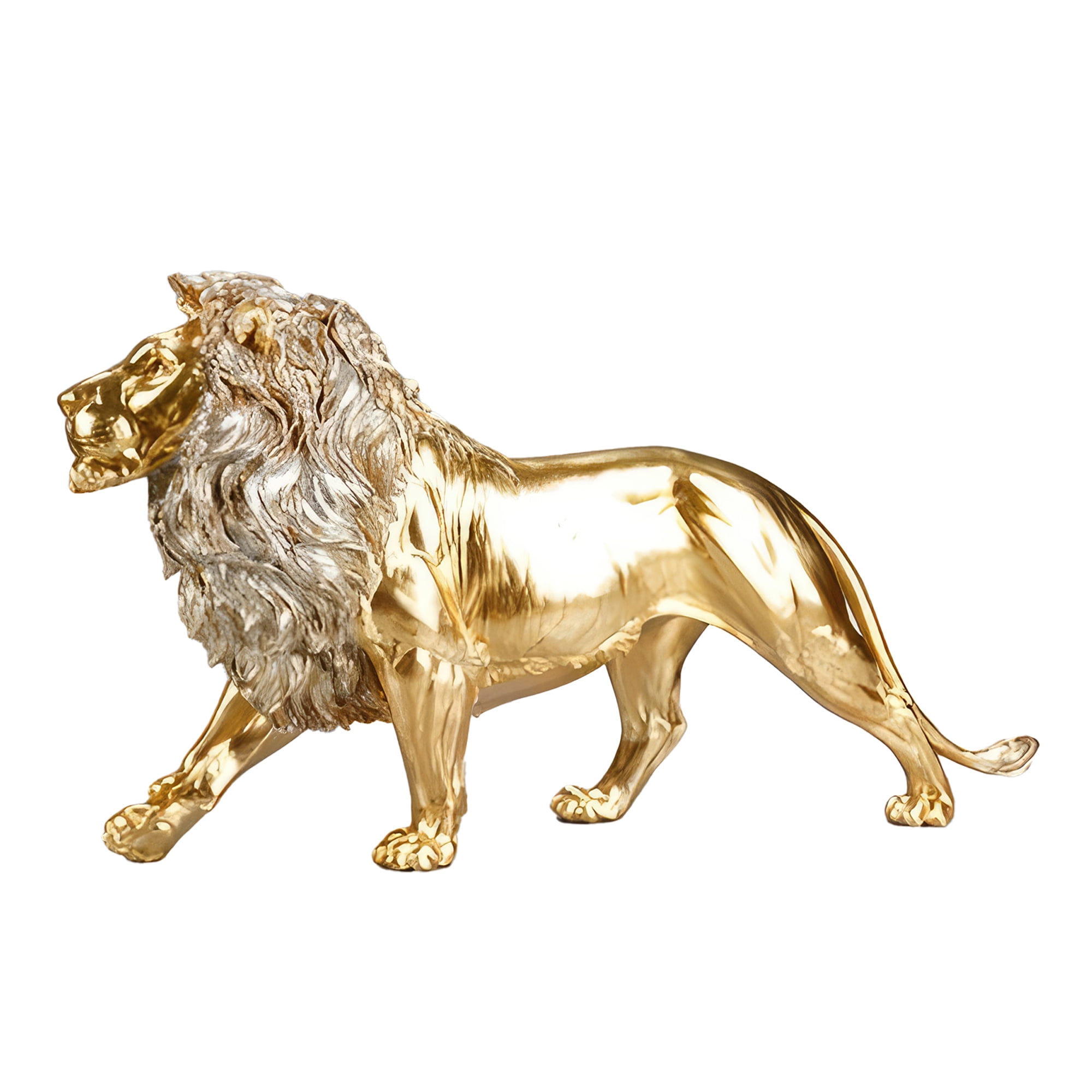 FC Design 23"W Golden Color Lion Walking Figurine Statue Sculpture ...
