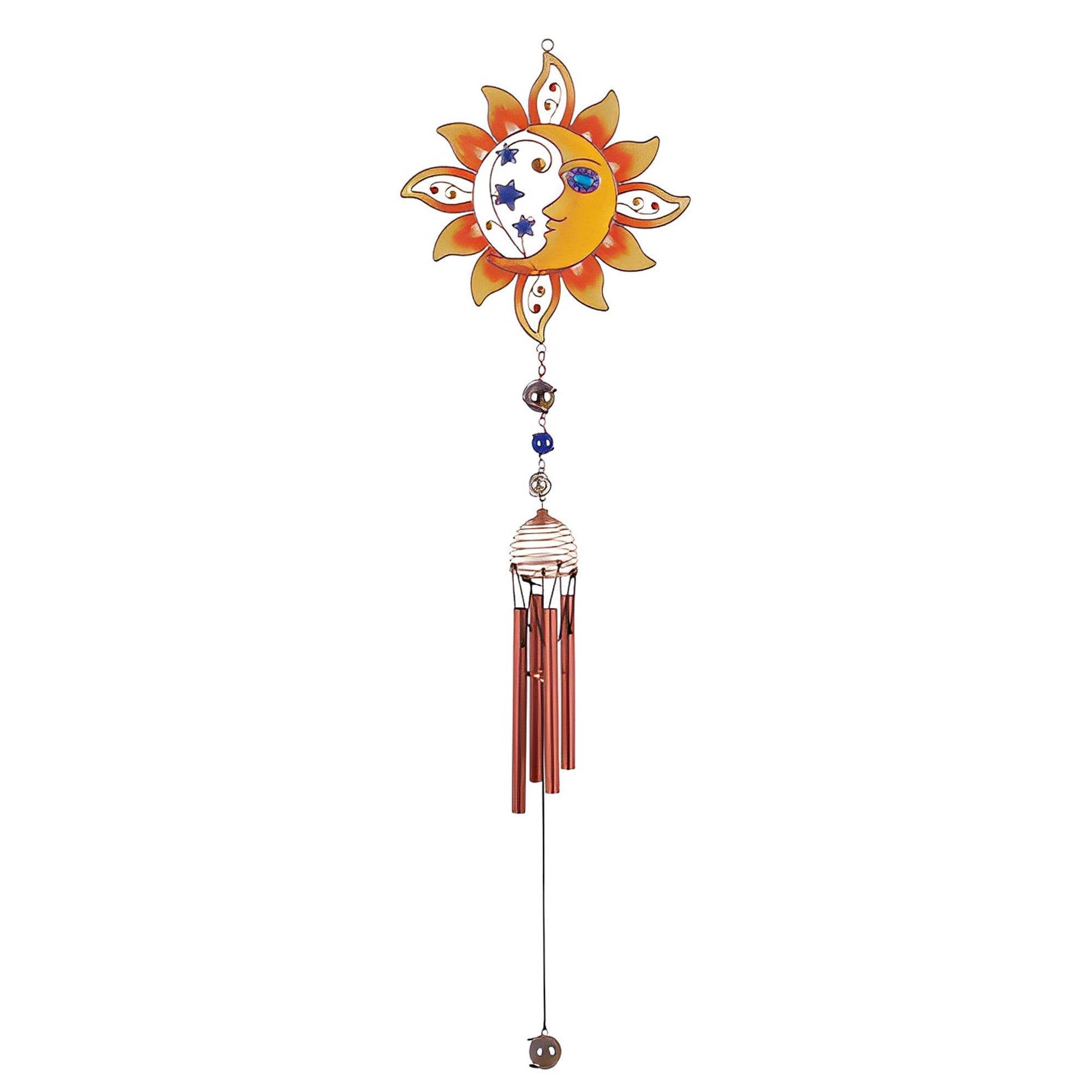 FC Design 33" Long Copper Gem Moon and Sun Wind Chime Statue Sculpture ...