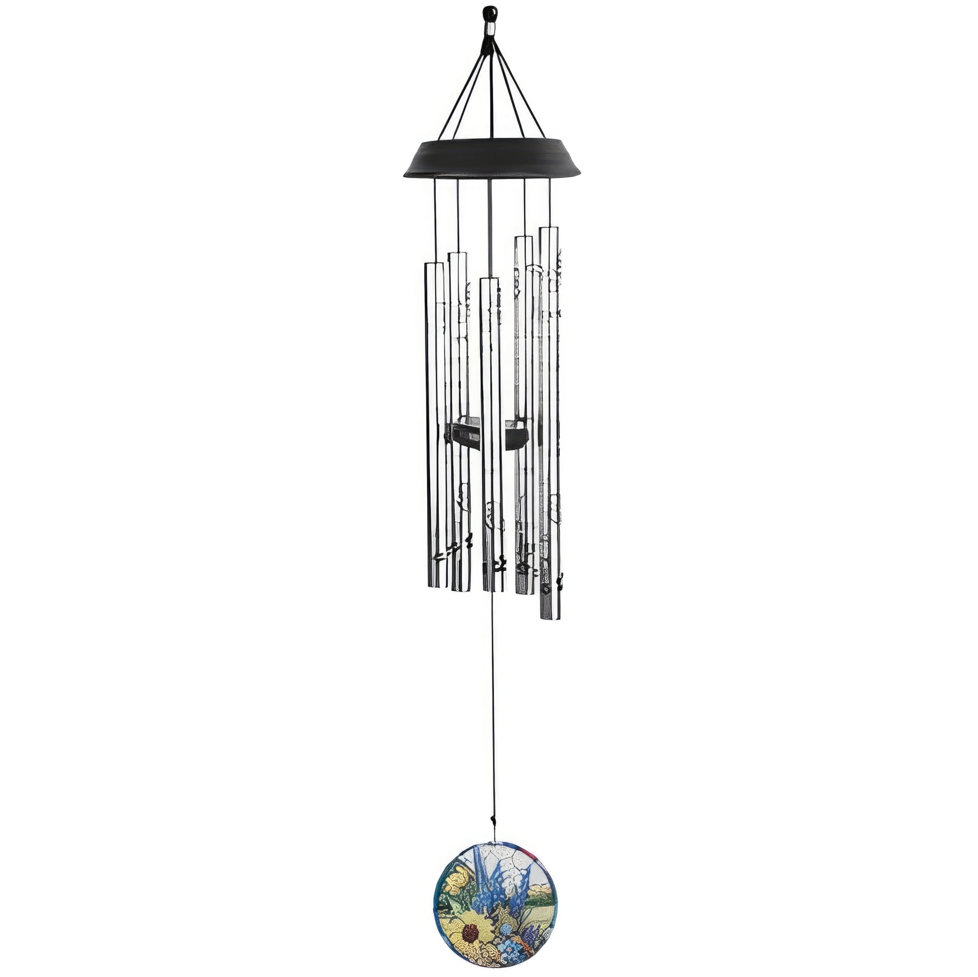 FC Design 34" Long Sunflower Stamped Silver Tube Wind Chime Statue ...