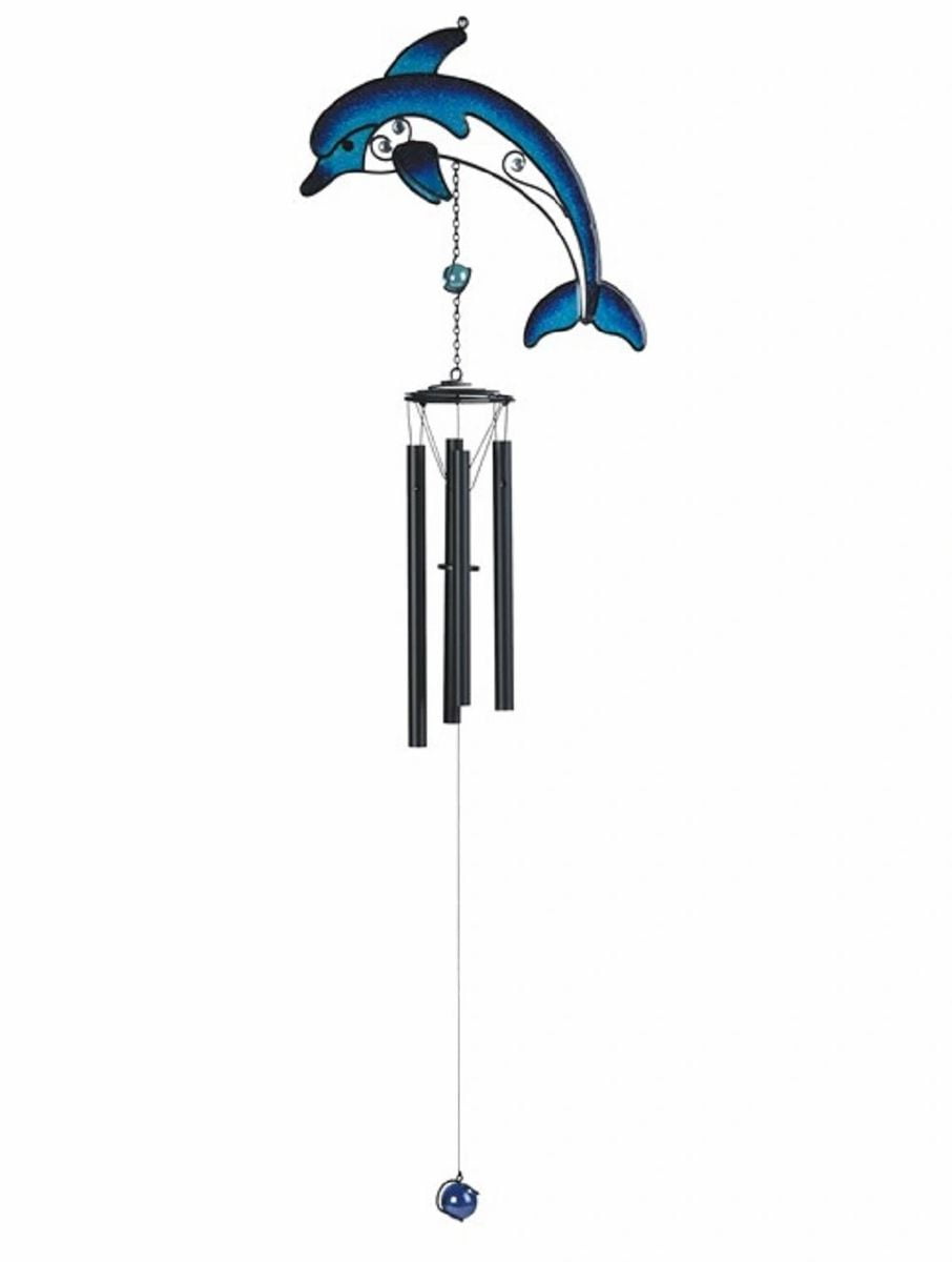 FC Design 35" Long Black Gem Dolphin Wind Chime Marine Life Garden ...
