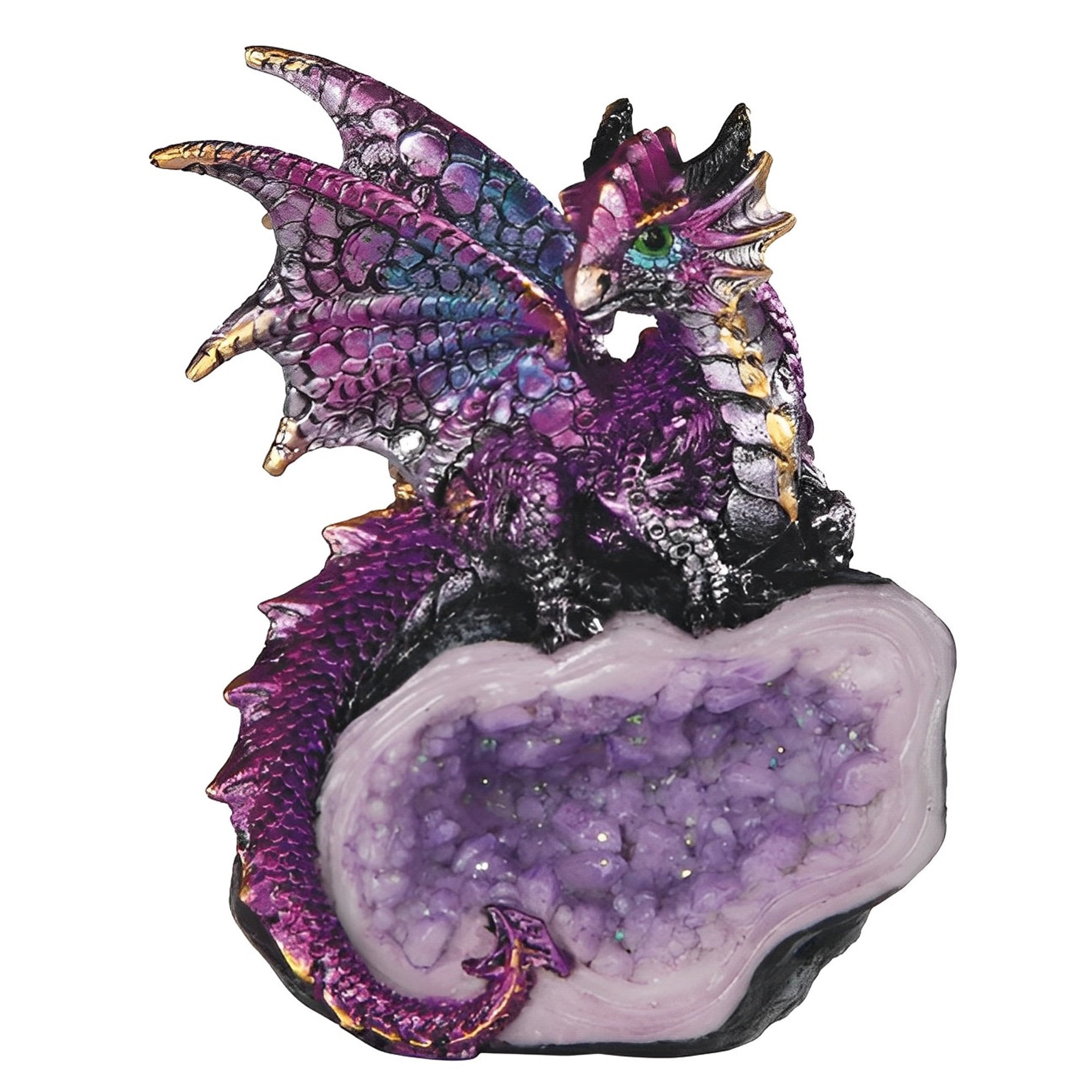 FC Design 4"H Purple Dragon Guarding Faux Crystal Cave Figurine Statue ...