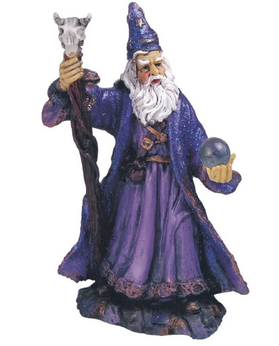 FC Design 4"H Purple Wizard with Magic Wand and Glass Ball Statue ...