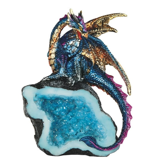 FC Design 5.5"H Blue Dragon Guarding Blue Faux Crystal Cave Figurine ...