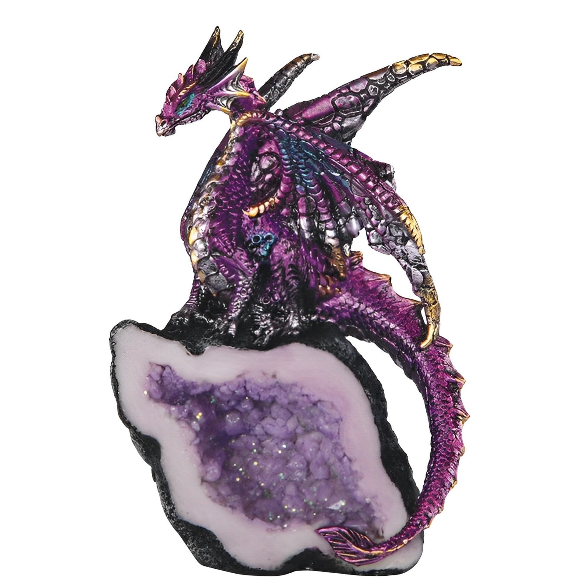 FC Design 5.5"H Purple Dragon Guarding Faux Crystal Cave Figurine ...