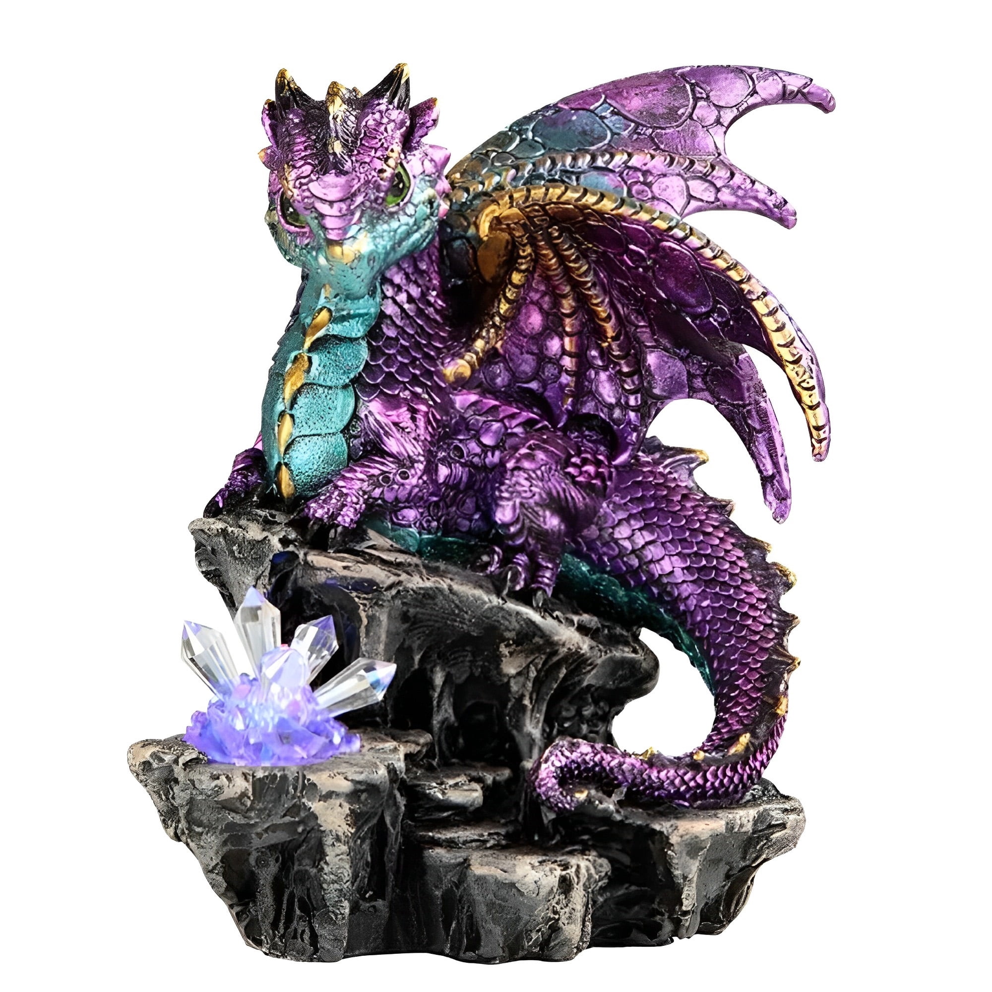 FC Design 6.25"H Purple Dragon Guarding Faux Crystal Gemstone LED ...