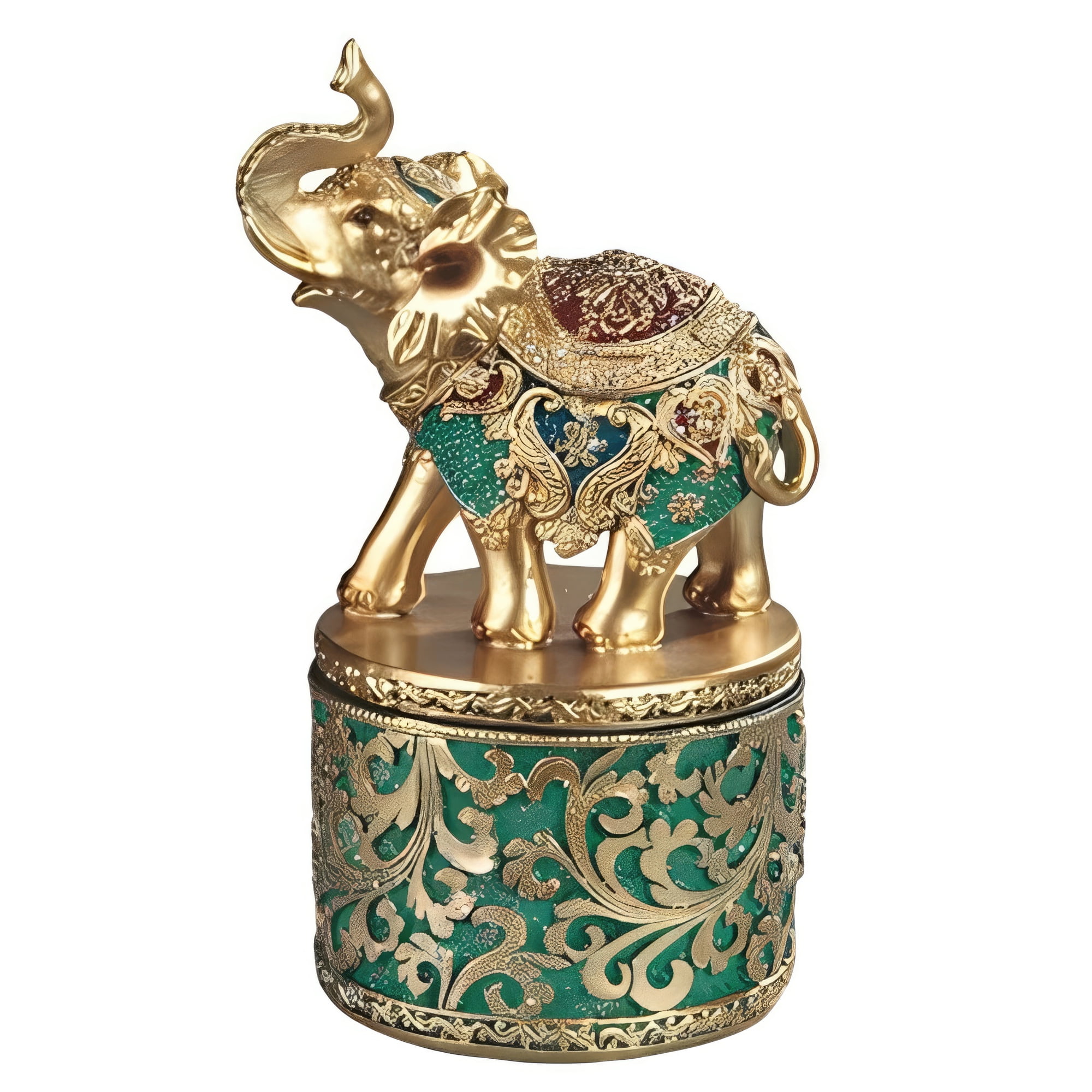 FC Design 725"H Thai Elephant Trinket Box in Green Statue Sculpture ...